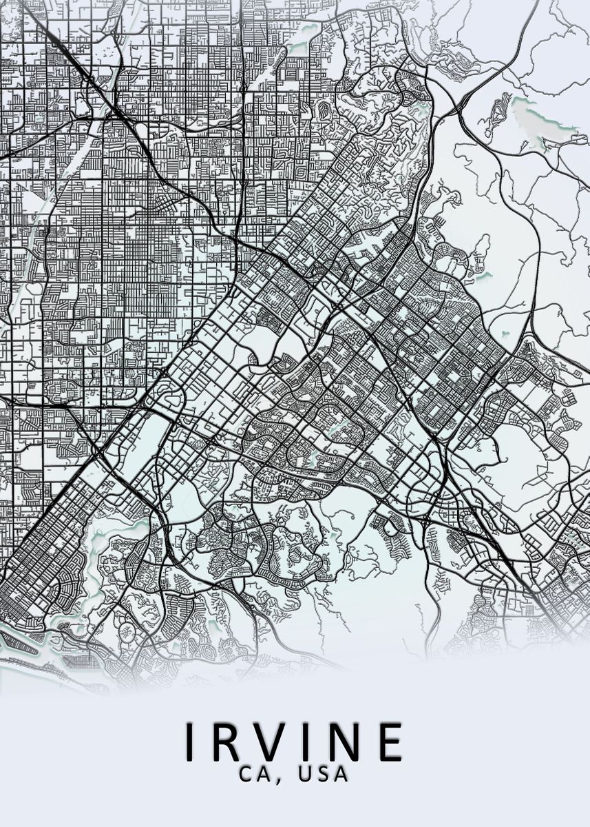 'Irvine CA USA City Map' Poster, picture, metal print, paint by City ...