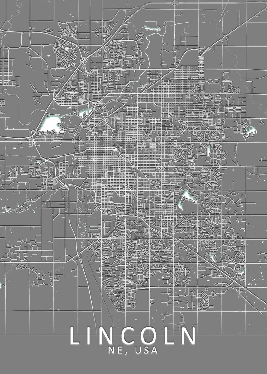 'Lincoln NE USA City Map' Poster, picture, metal print, paint by City ...