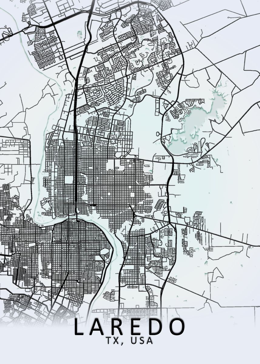 'Laredo TX USA City Map' Poster, picture, metal print, paint by City ...