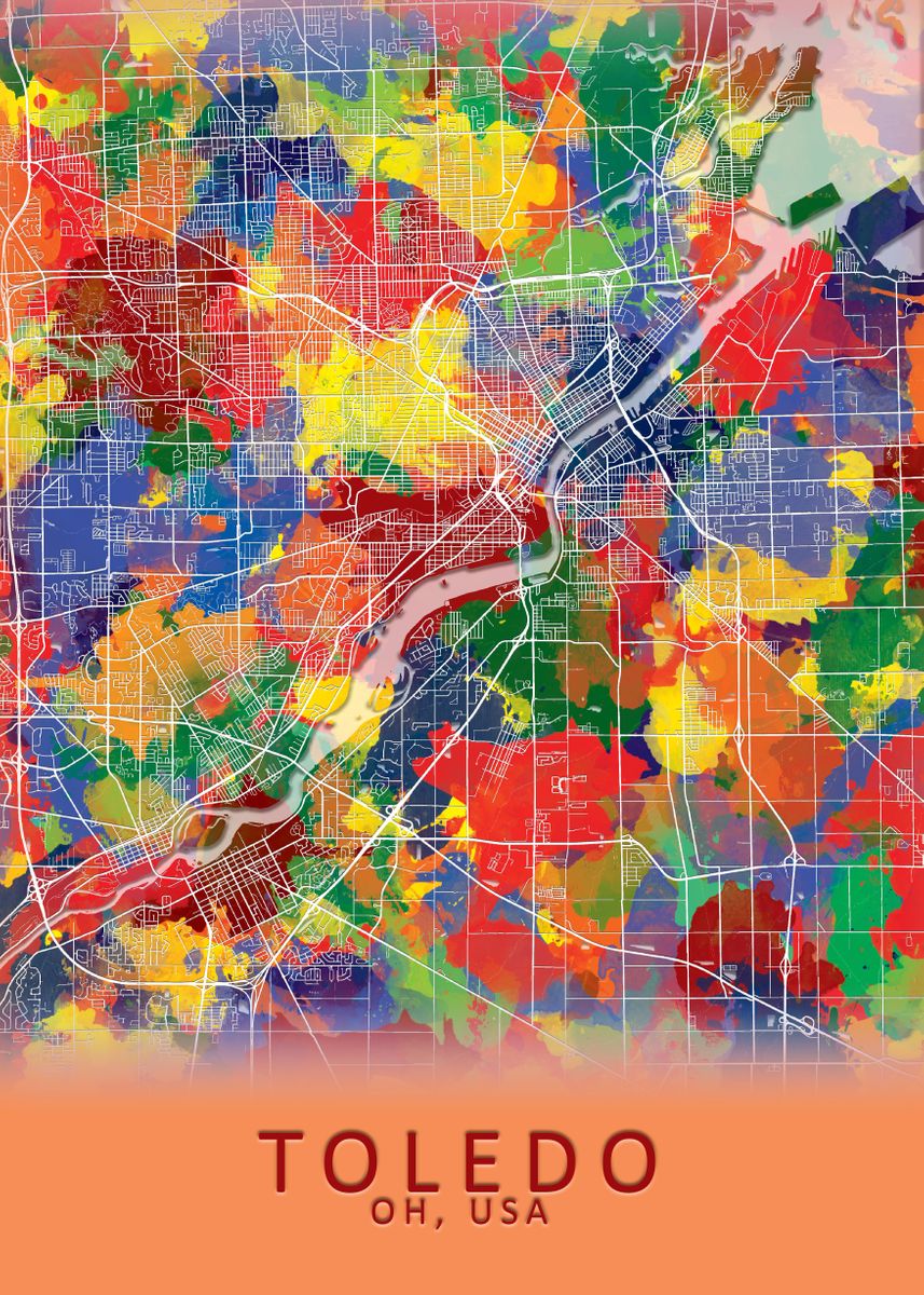 'Toledo OH USA City Map' Poster by City Map Art Prints | Displate
