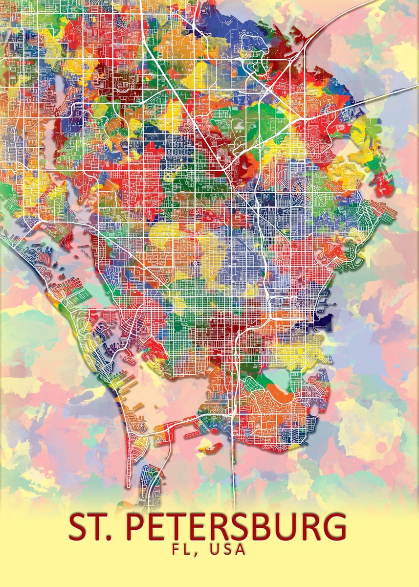 'St Petersburg USA City Map' Poster by City Map Art Prints | Displate