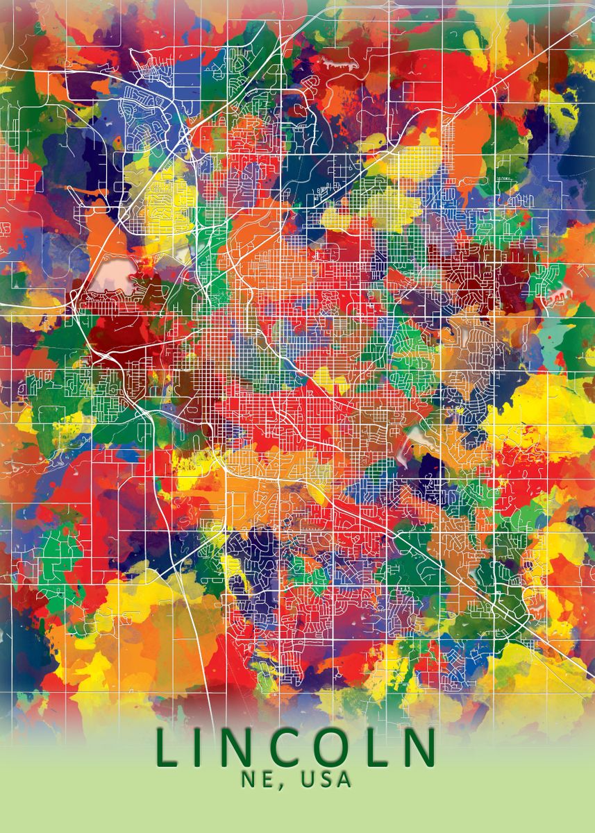 'Lincoln NE USA City Map' Poster by City Map Art Prints | Displate