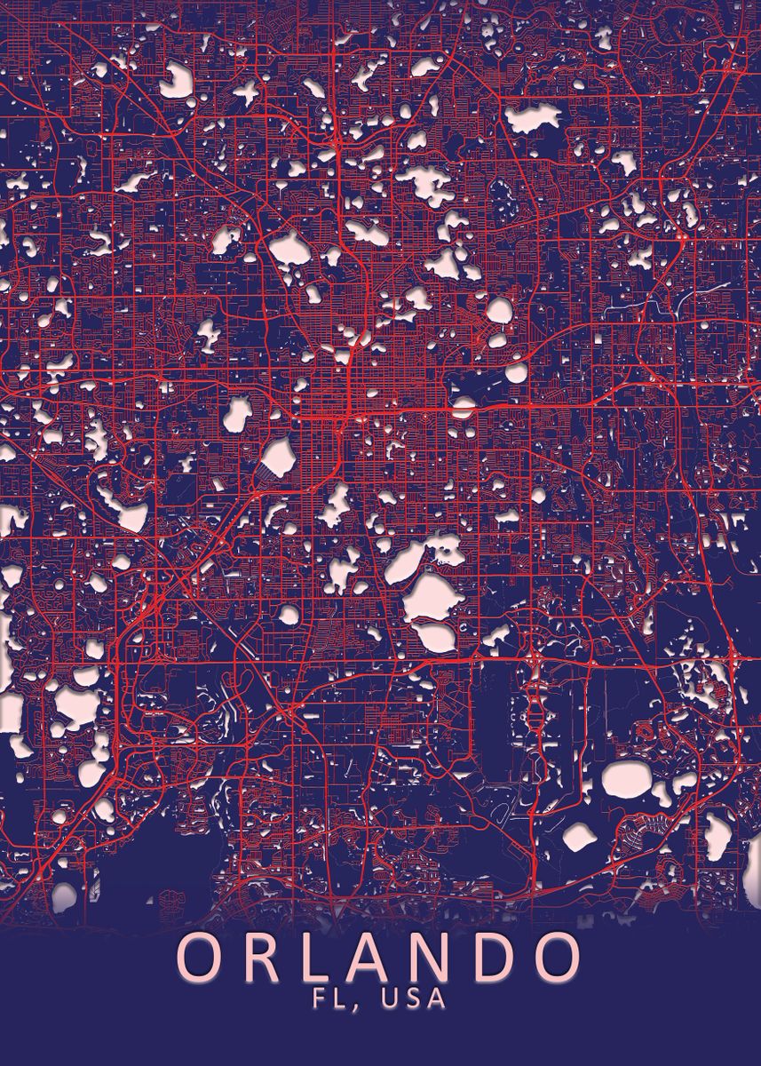 'Orlando FL USA City Map' Poster by City Map Art Prints | Displate