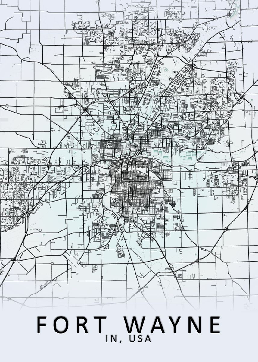 'Fort Wayne IN USA City Map' Poster by City Map Art Prints | Displate