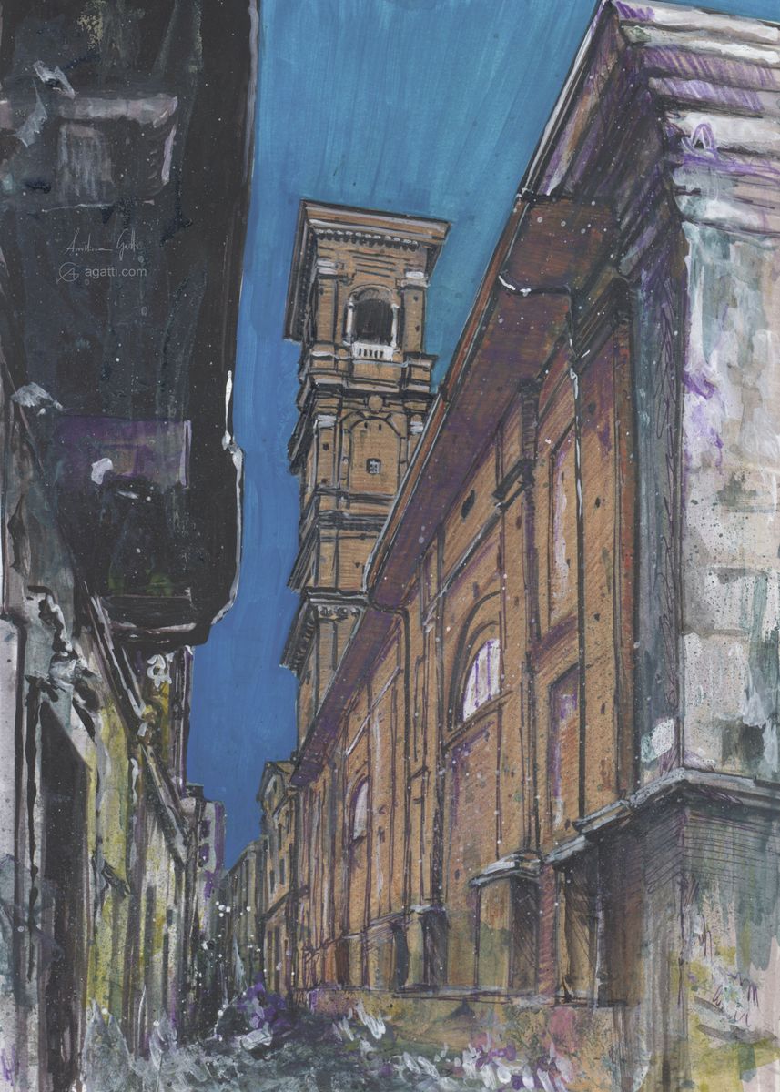 'Via Botero mixed media' Poster by Andrea Gatti | Displate