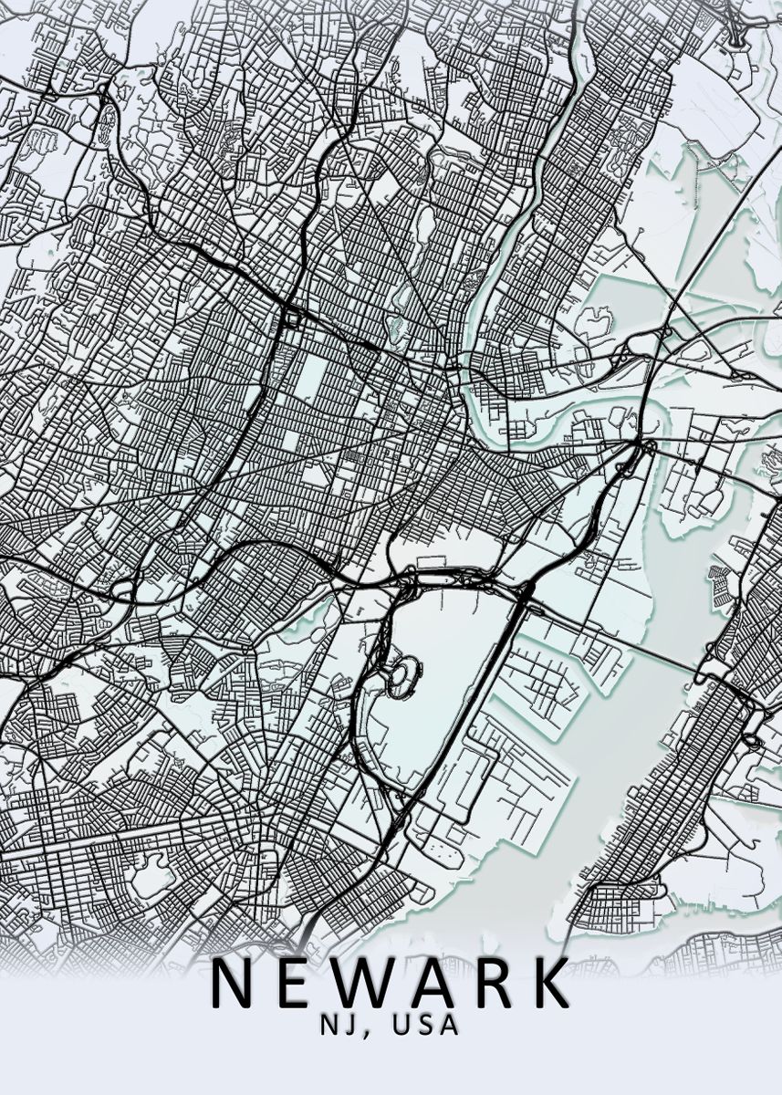 'Newark NJ USA City Map' Poster, picture, metal print, paint by City ...