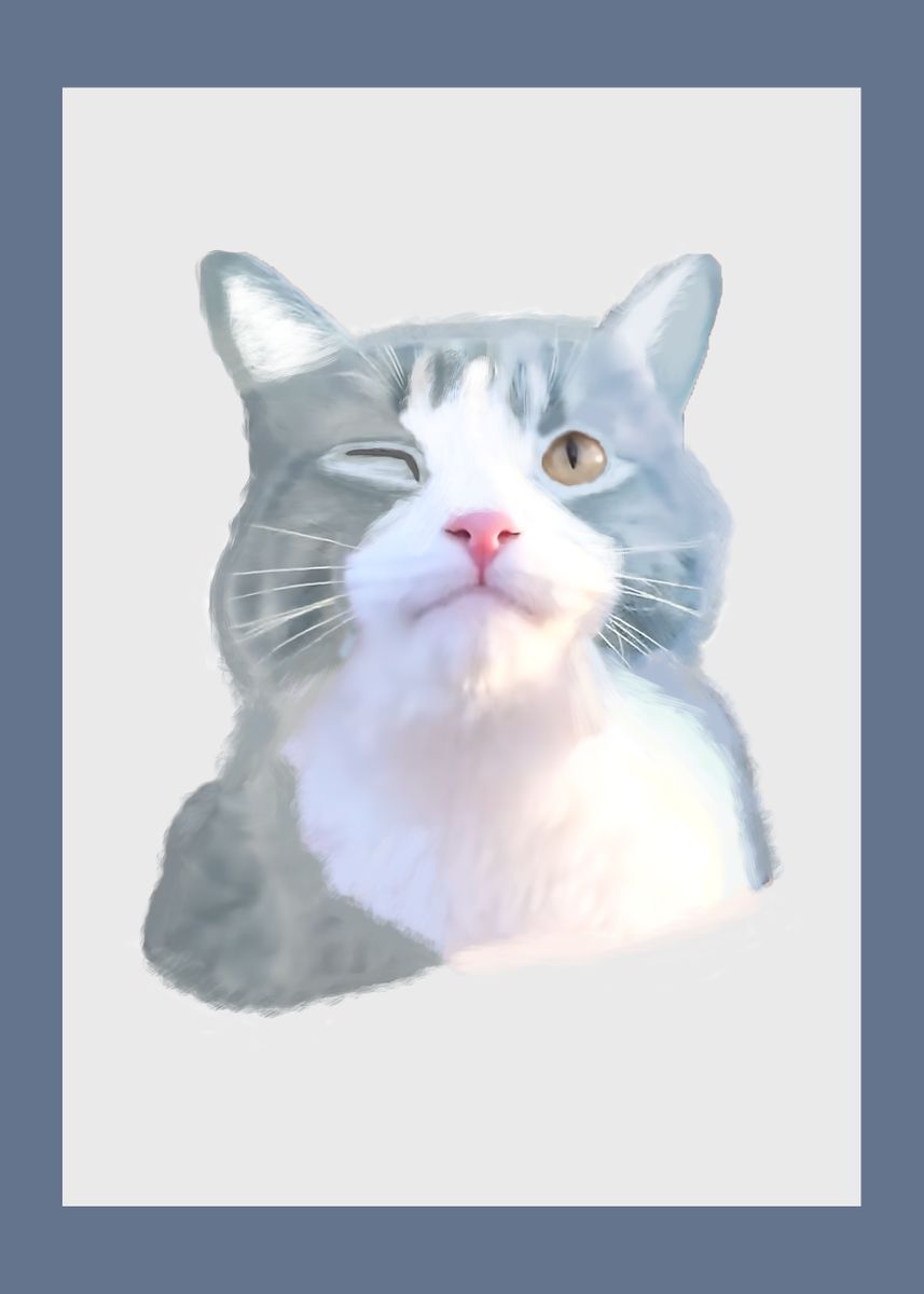 'Winking Cat' Poster, picture, metal print, paint by Deeron Thai | Displate