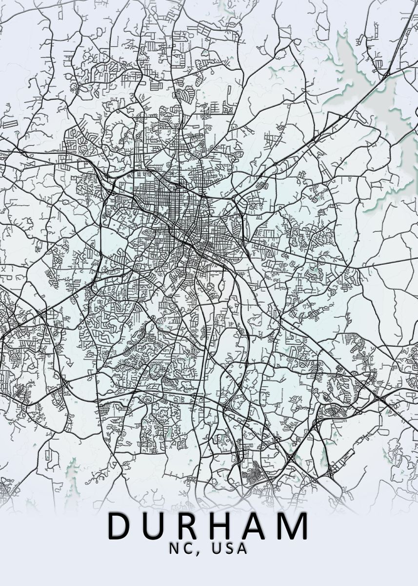'Durham NC USA City Map' Poster, picture, metal print, paint by City ...
