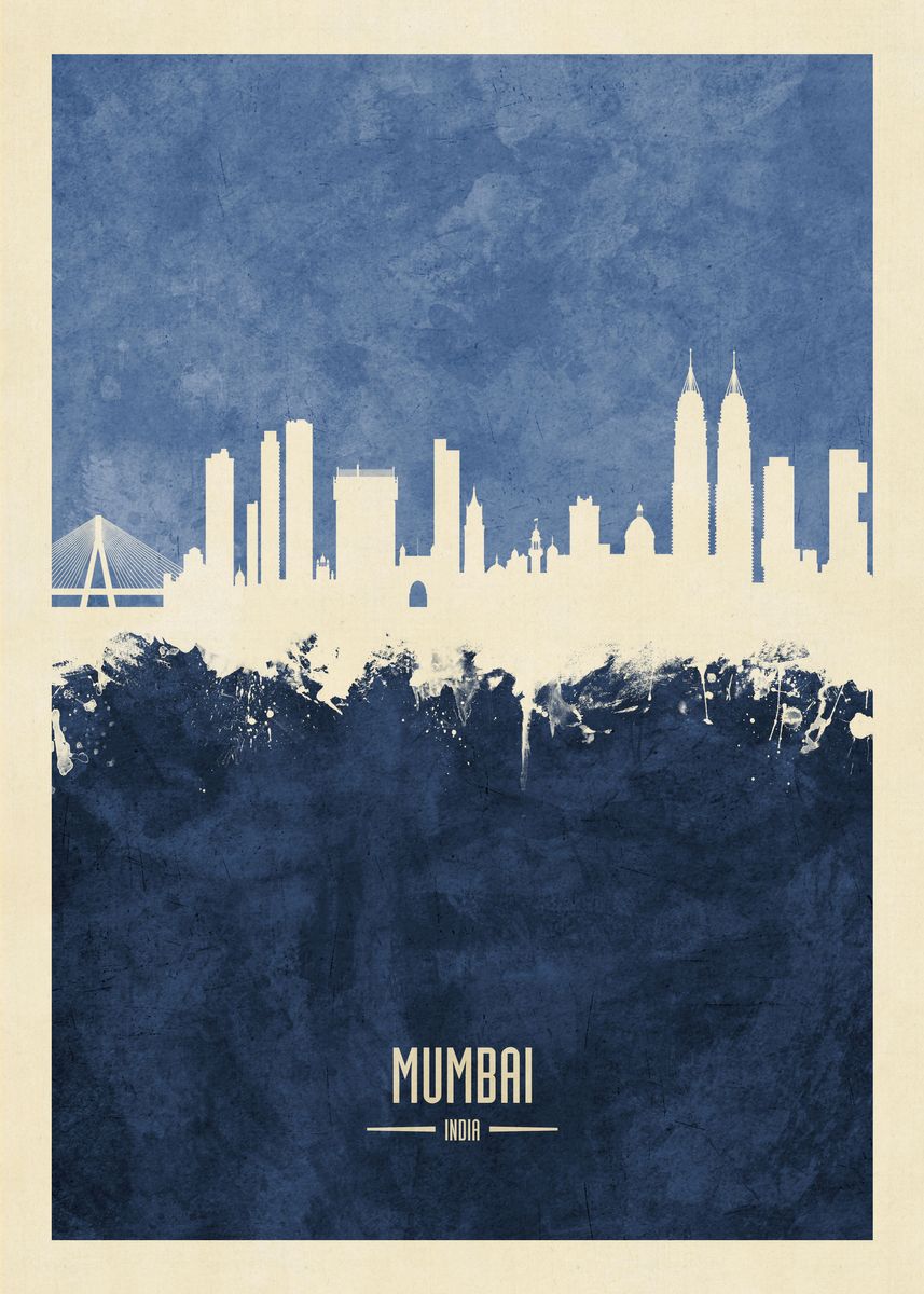 'Mumbai India Skyline' Poster, picture, metal print, paint by Michael ...