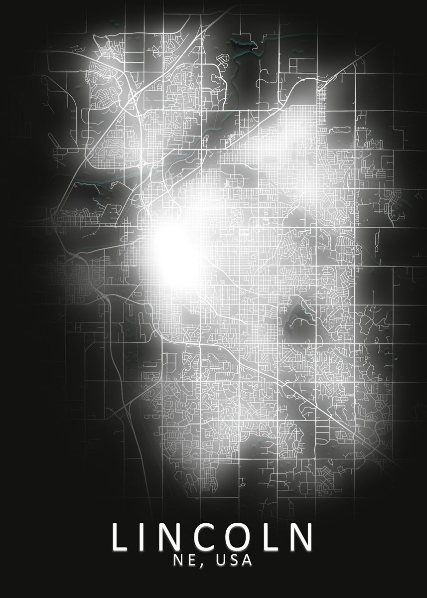 'Lincoln NE USA City Map' Poster, picture, metal print, paint by City ...