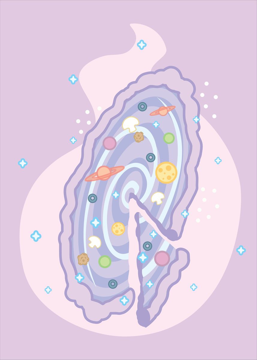 'Celestial Pizza' Poster, picture, metal print, paint by Apostol Amalia ...