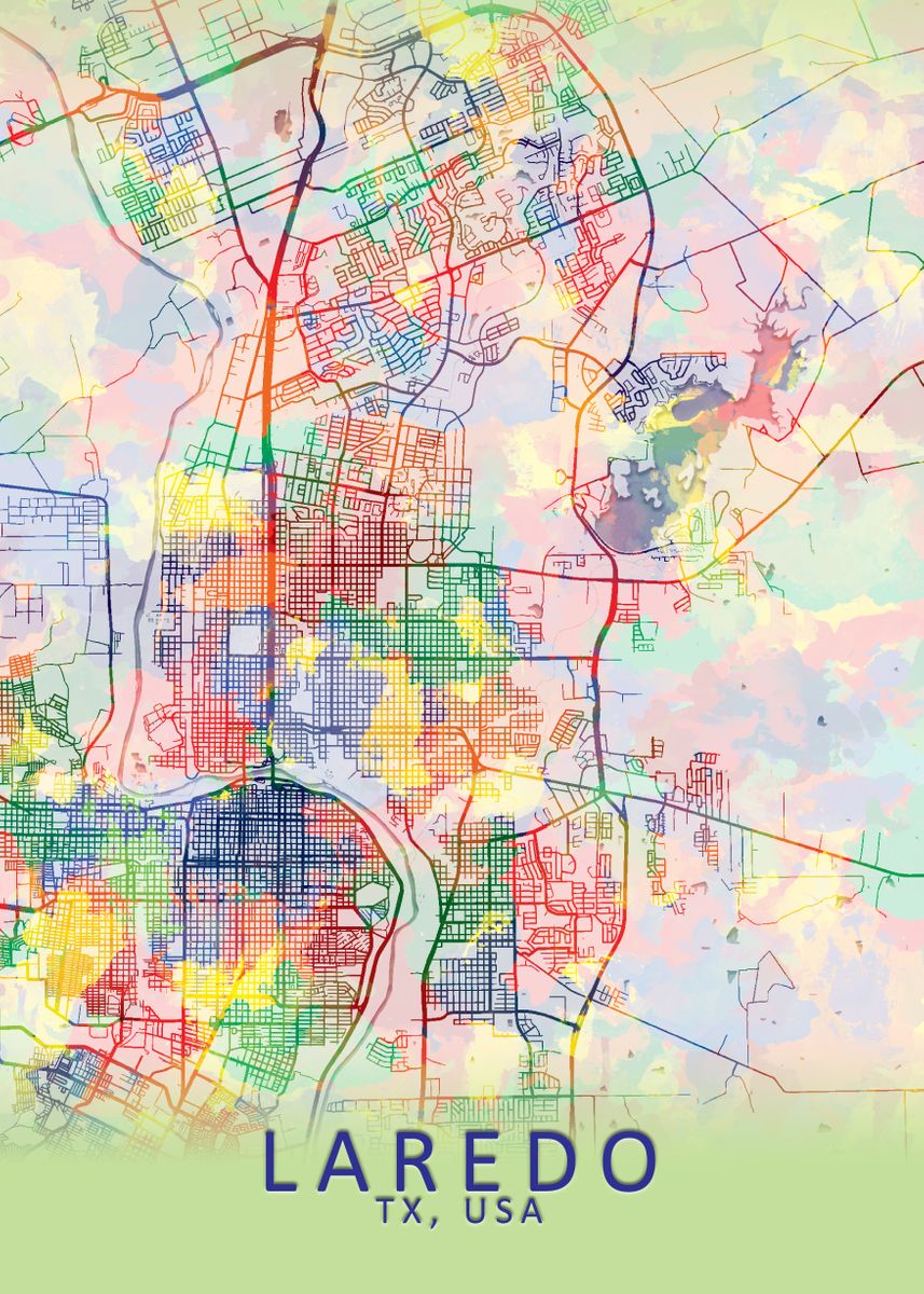'Laredo TX USA City Map' Poster, picture, metal print, paint by City ...