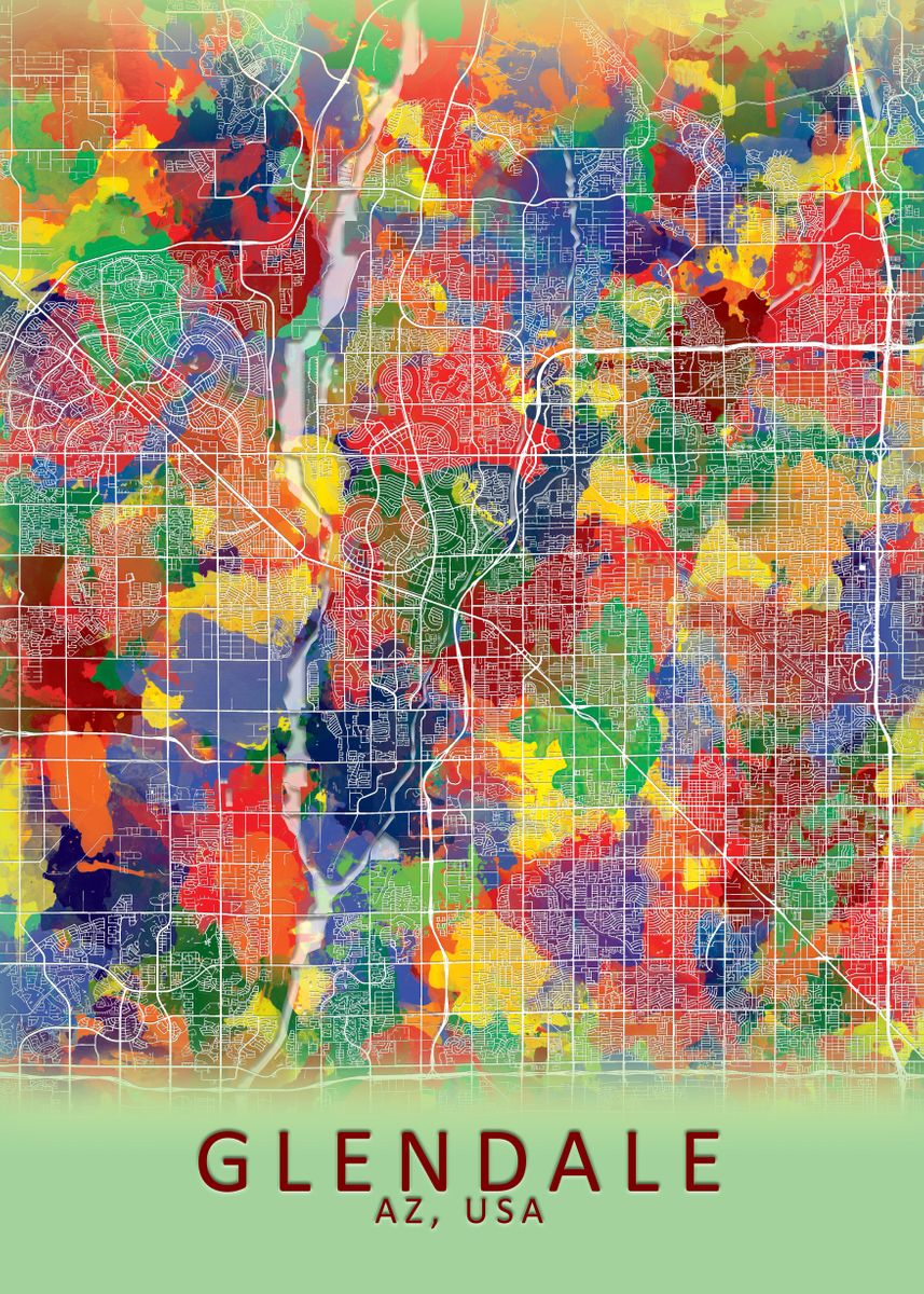 'Glendale AZ USA City Map' Poster by City Map Art Prints | Displate