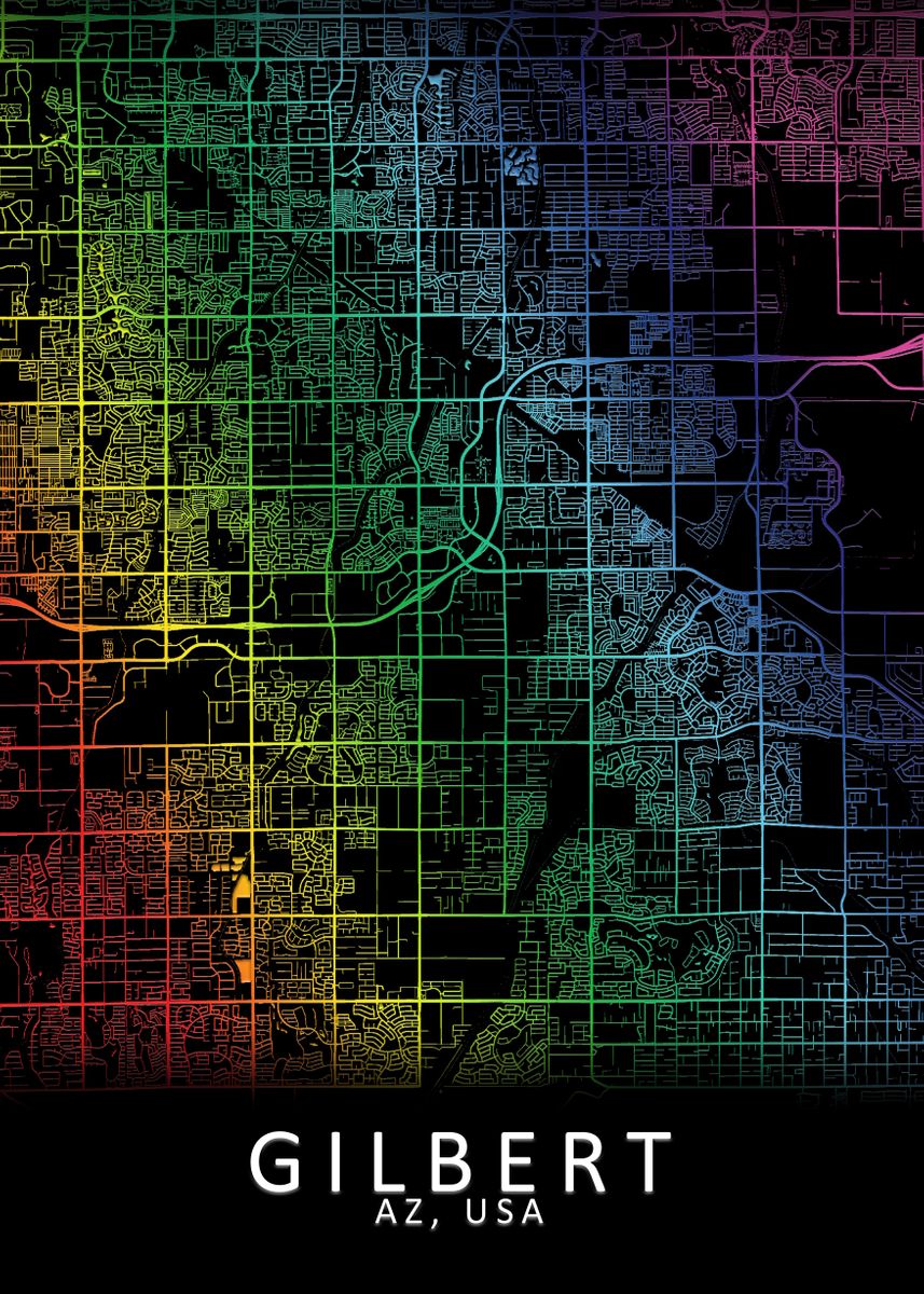 'Gilbert AZ USA City Map' Poster, picture, metal print, paint by City ...