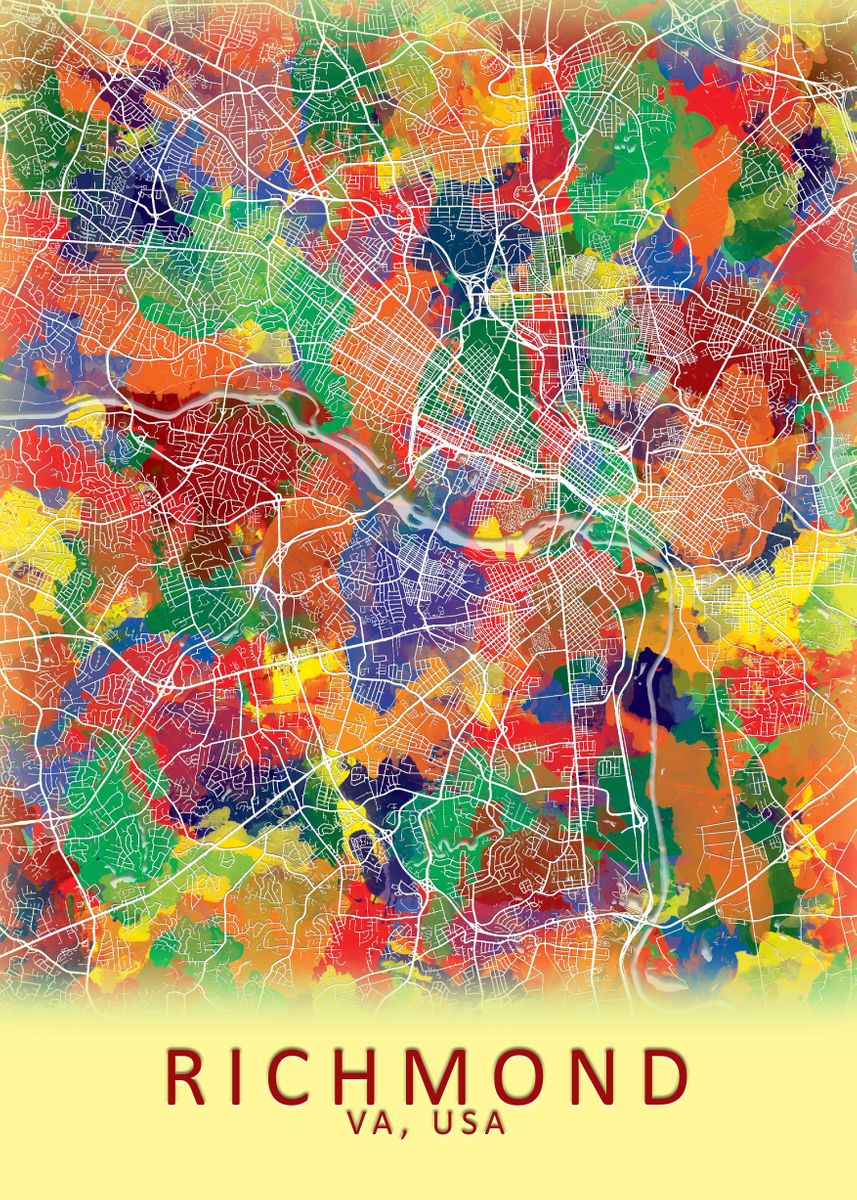 'Richmond VA USA City Map' Poster by City Map Art Prints | Displate