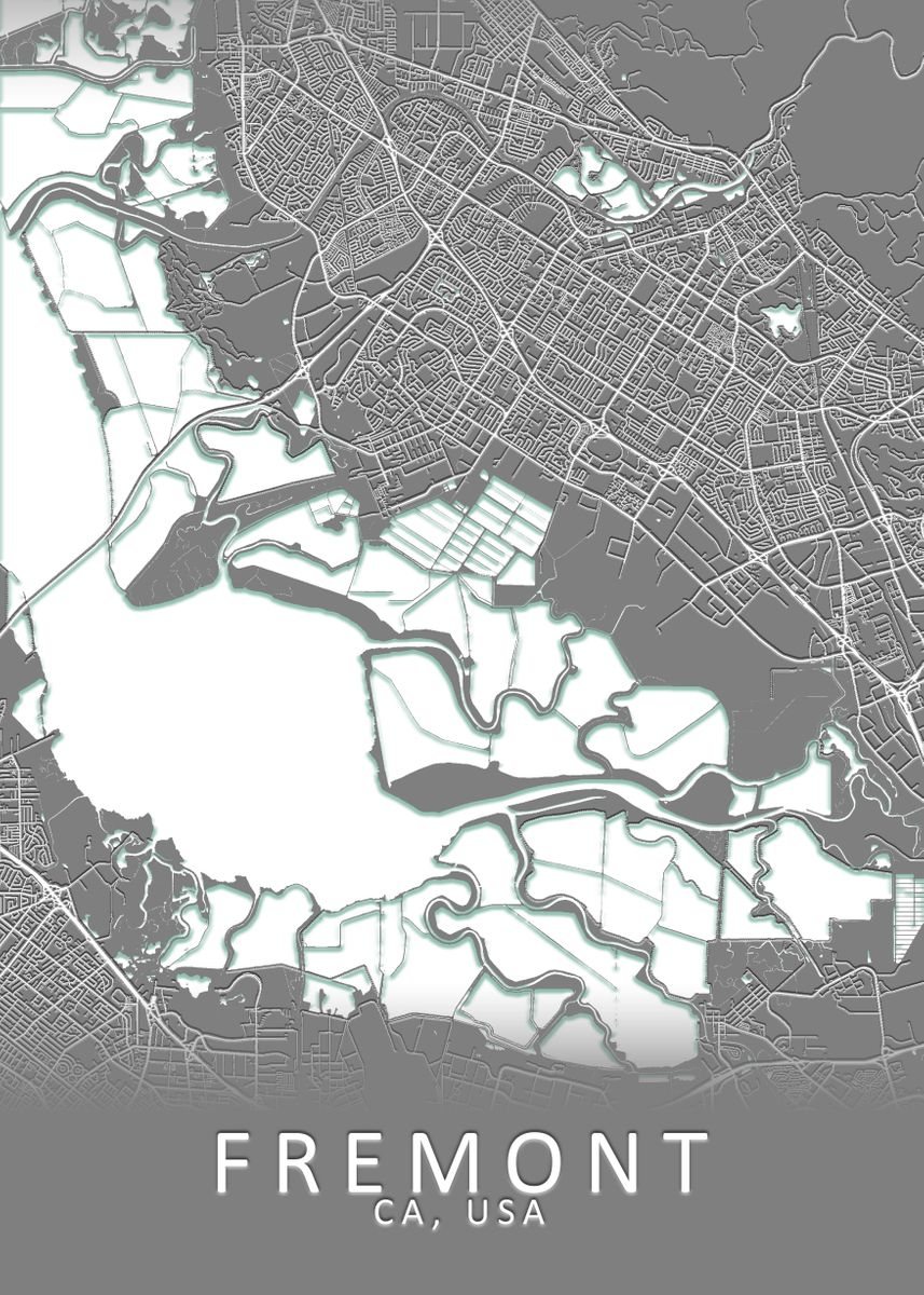 'Fremont CA USA City Map' Poster, picture, metal print, paint by City ...