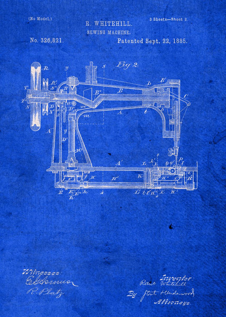 'Sewing Machine Patent' Poster, picture, metal print, paint by Design ...