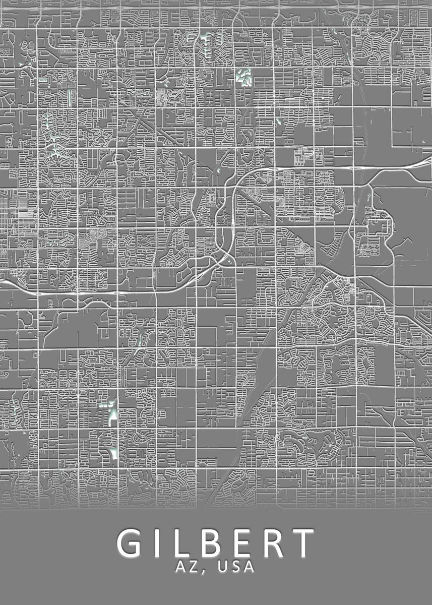 'Gilbert AZ USA City Map' Poster, picture, metal print, paint by City ...