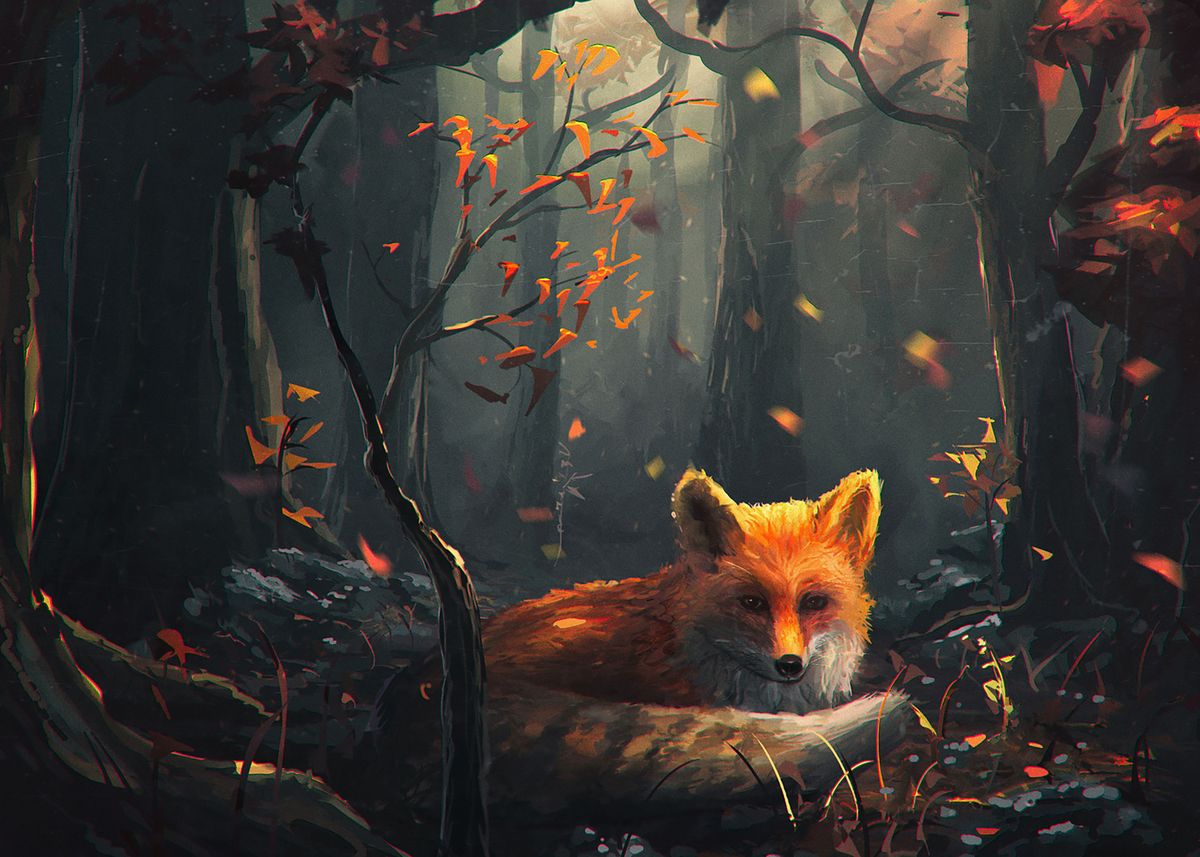 'Fox Woodland ' Poster by Erabbix | Displate