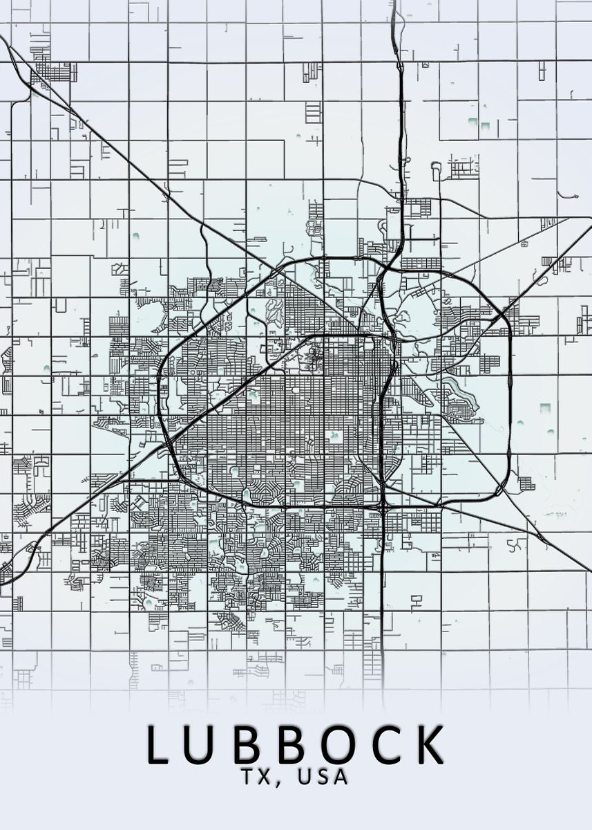 'Lubbock TX USA City Map' Poster by City Map Art Prints | Displate