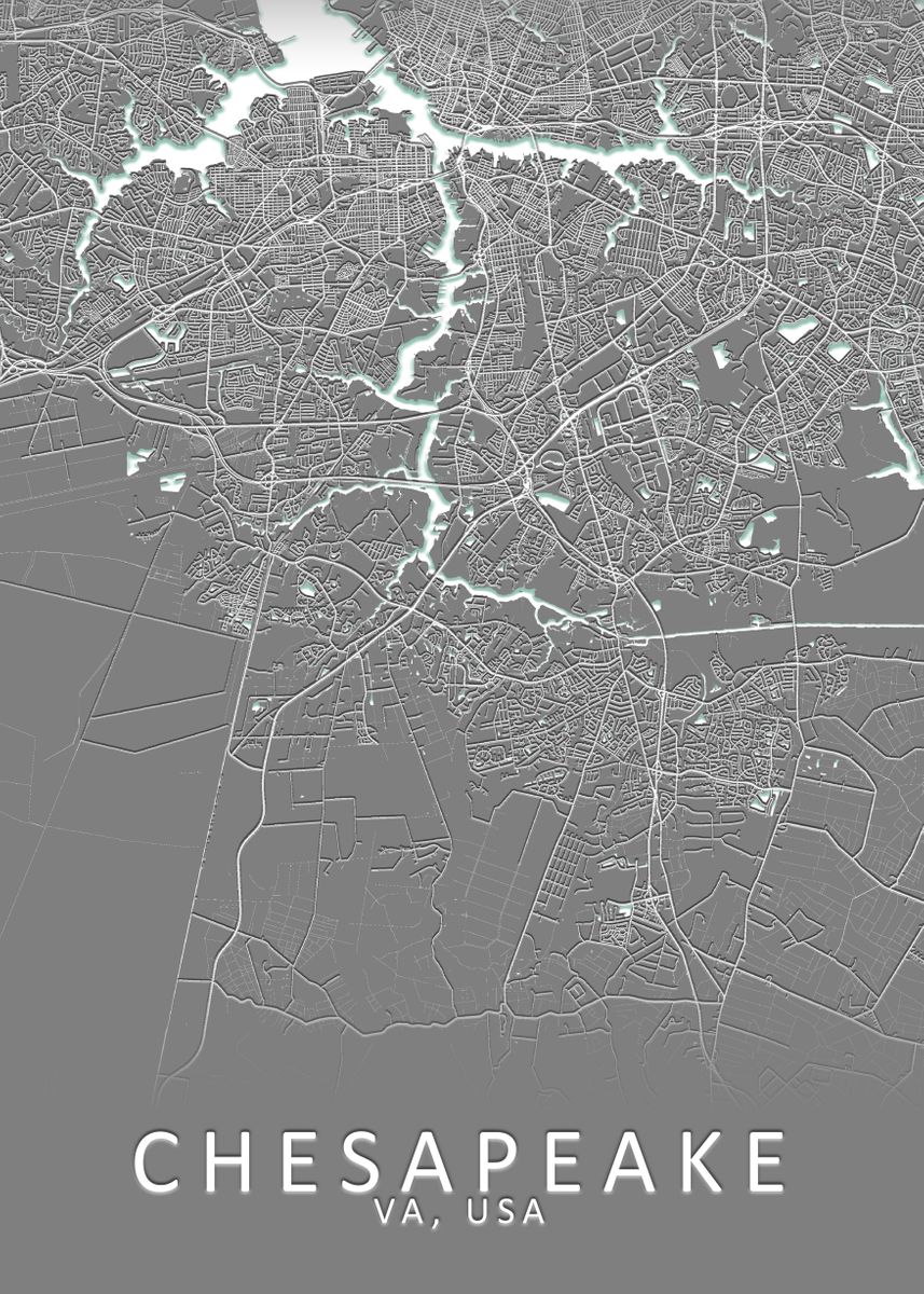 'Chesapeake USA City Map' Poster by City Map Art Prints | Displate