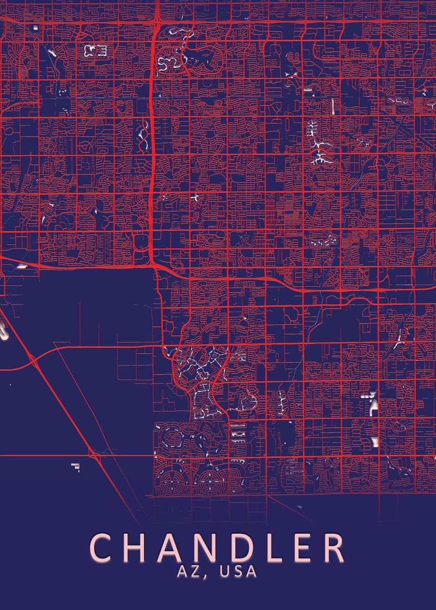 'Chandler AZ USA City Map' Poster by City Map Art Prints | Displate