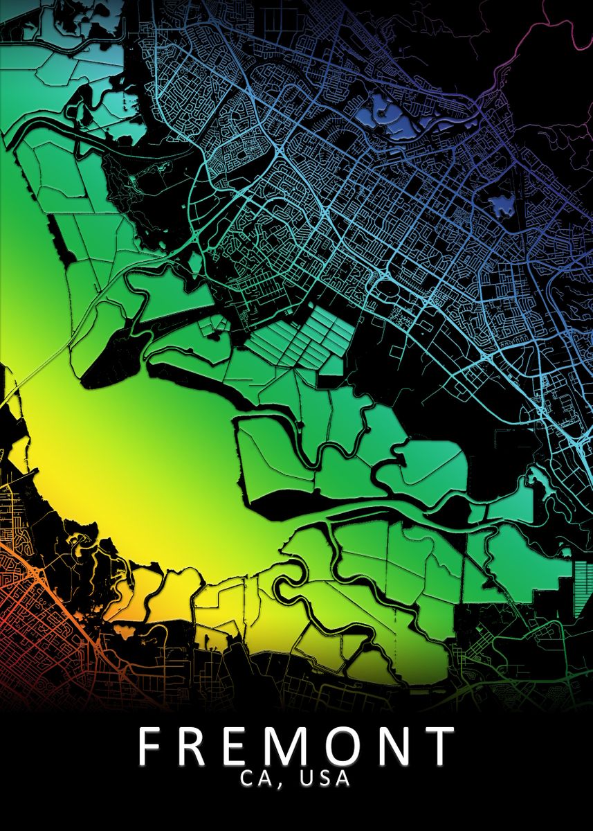 'Fremont CA USA City Map' Poster, picture, metal print, paint by City ...