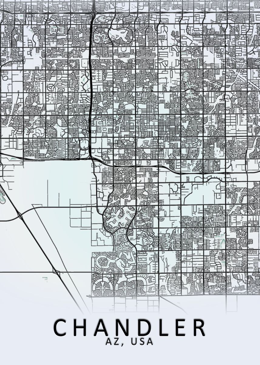'Chandler AZ USA City Map' Poster, picture, metal print, paint by City ...
