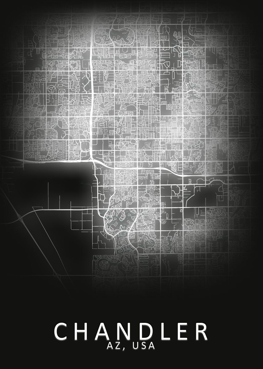 'Chandler AZ USA City Map' Poster, picture, metal print, paint by City ...