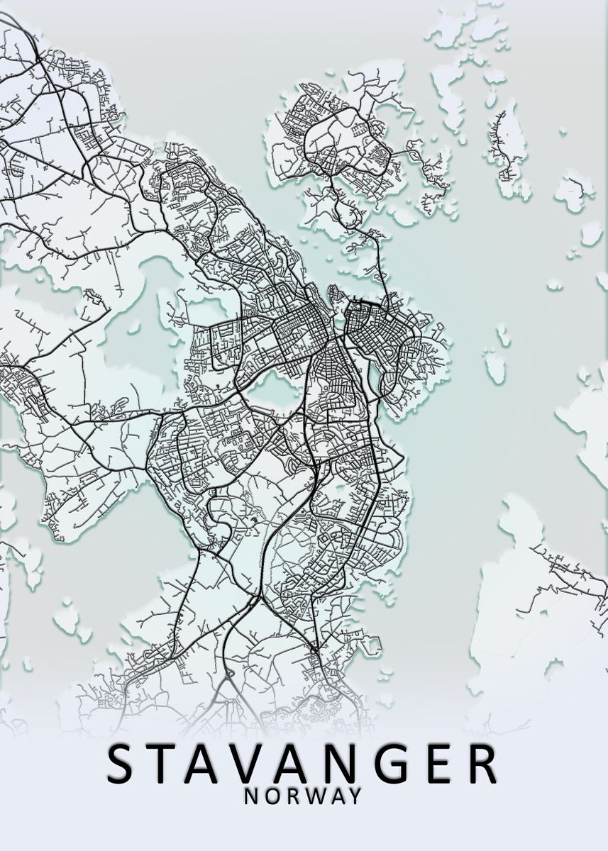 'Stavanger Norway City Map' Poster, picture, metal print, paint by City ...