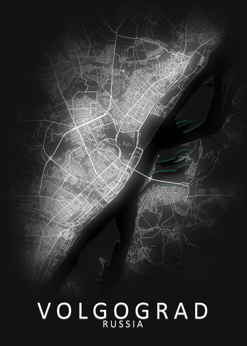 'Volgograd Russia City Map' Poster, picture, metal print, paint by City ...