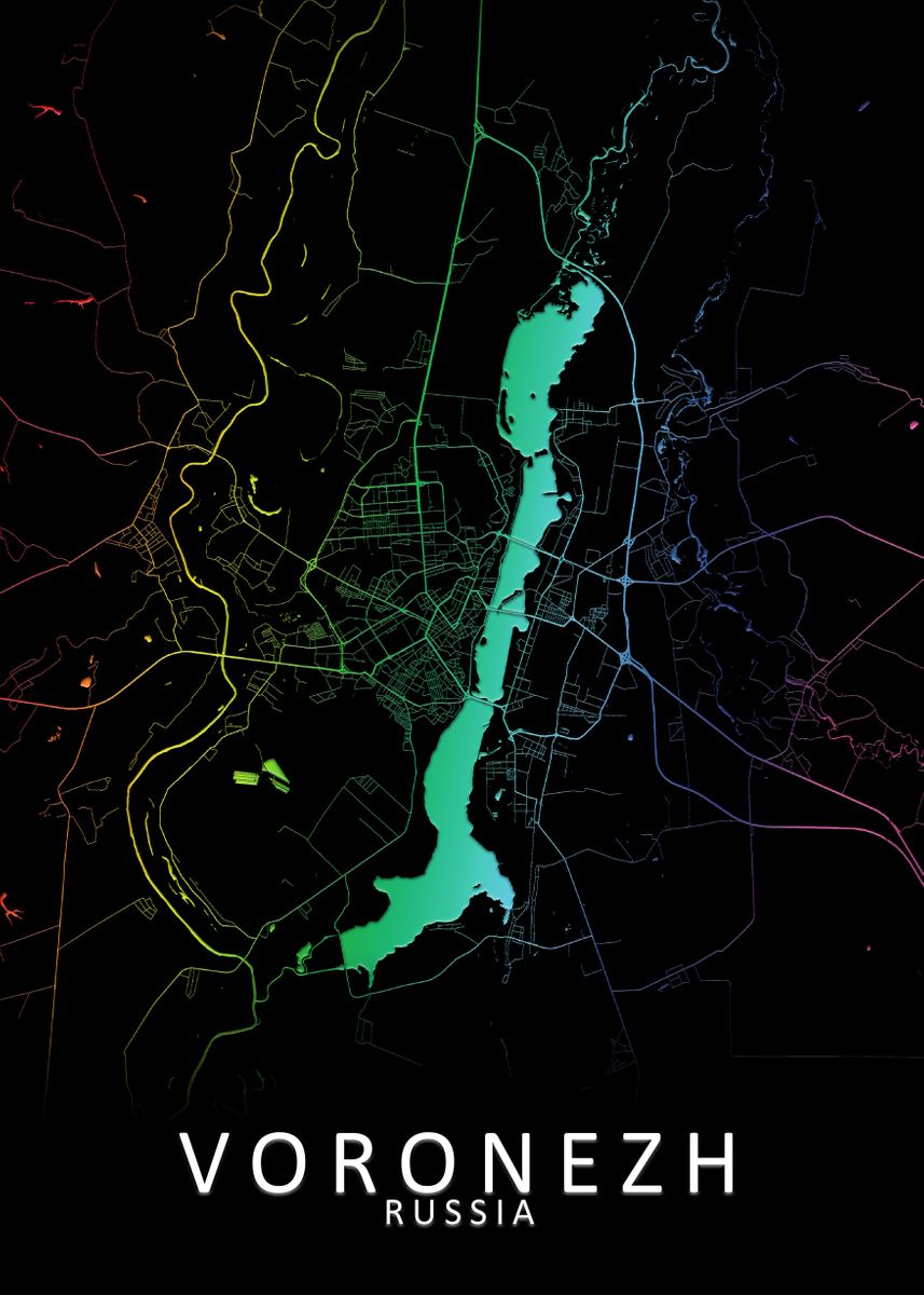 'Voronezh Russia City Map' Poster, picture, metal print, paint by City ...