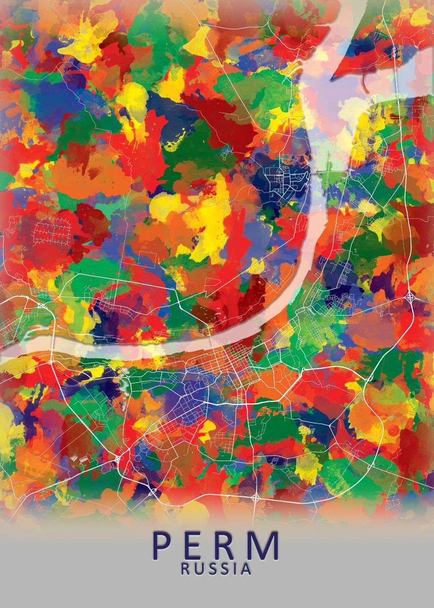 'Perm Russia City Map' Poster, picture, metal print, paint by City Map ...