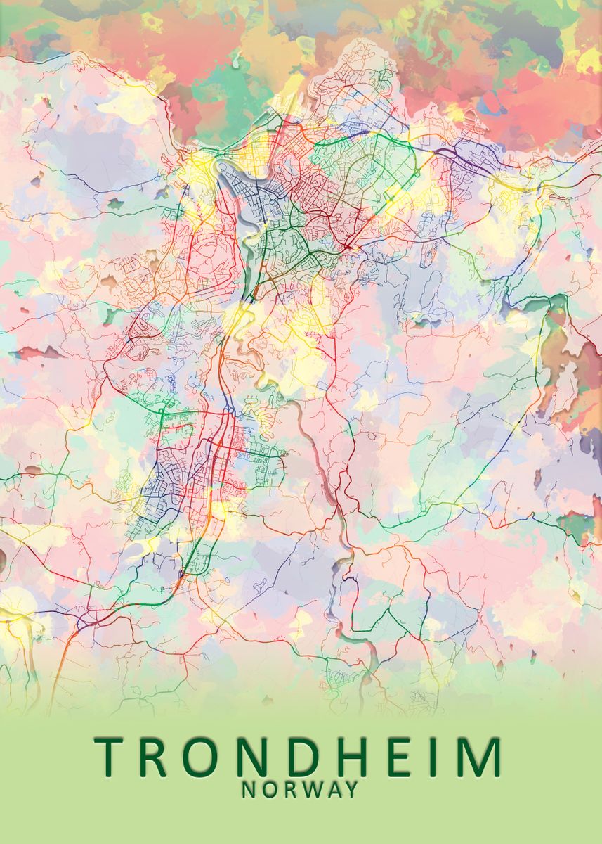 'Trondheim Norway City Map' Poster by City Map Art Prints | Displate