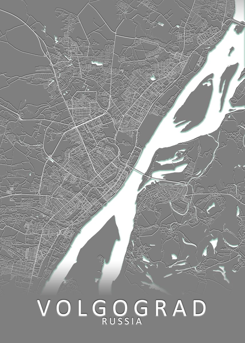 'Volgograd Russia City Map' Poster, picture, metal print, paint by City ...