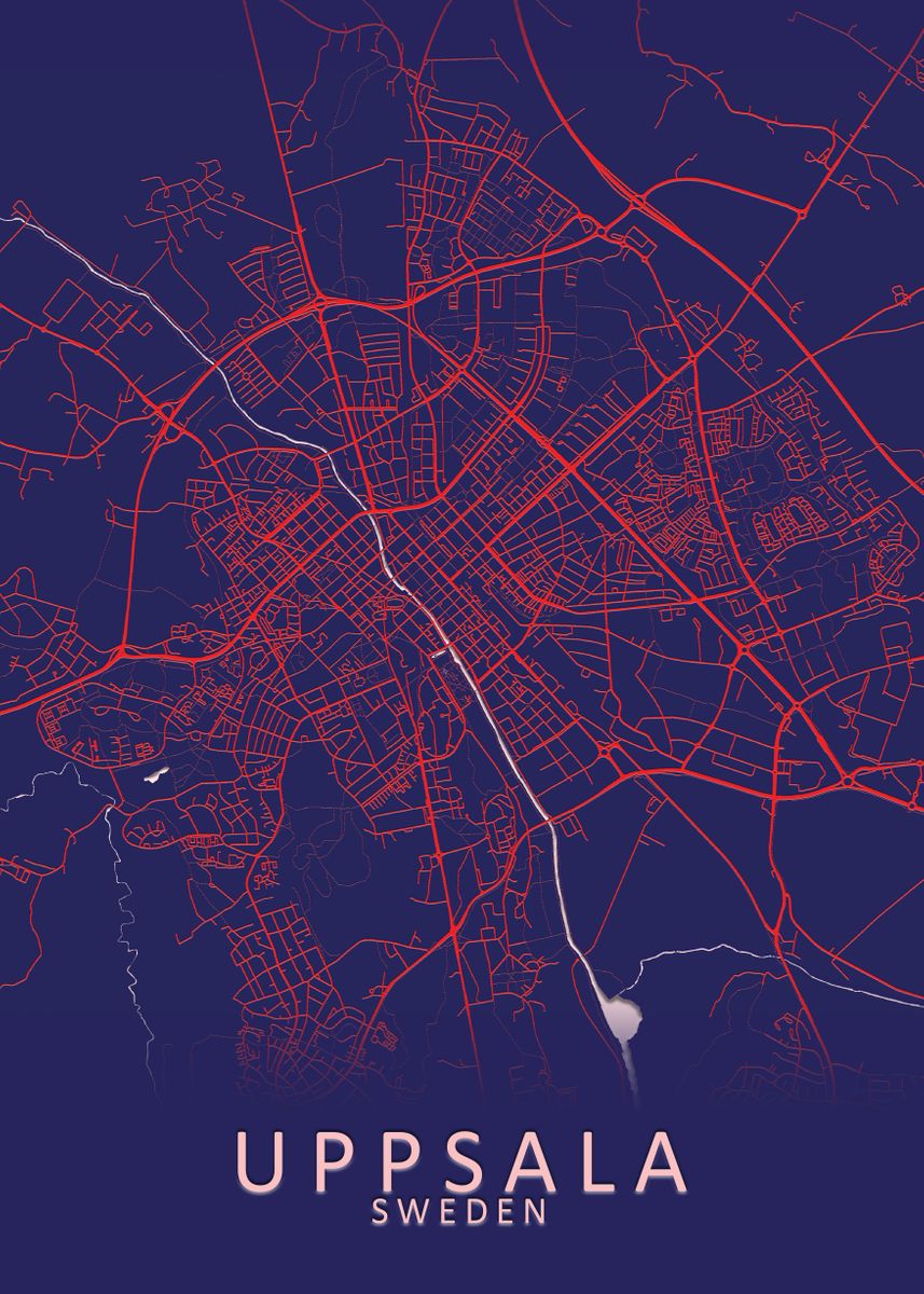 'Uppsala Sweden City Map' Poster, picture, metal print, paint by City ...