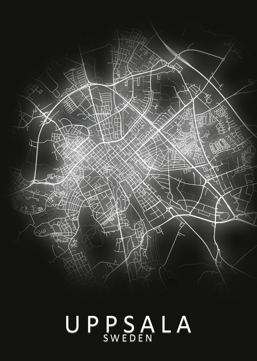 'Uppsala Sweden City Map' Poster, picture, metal print, paint by City ...