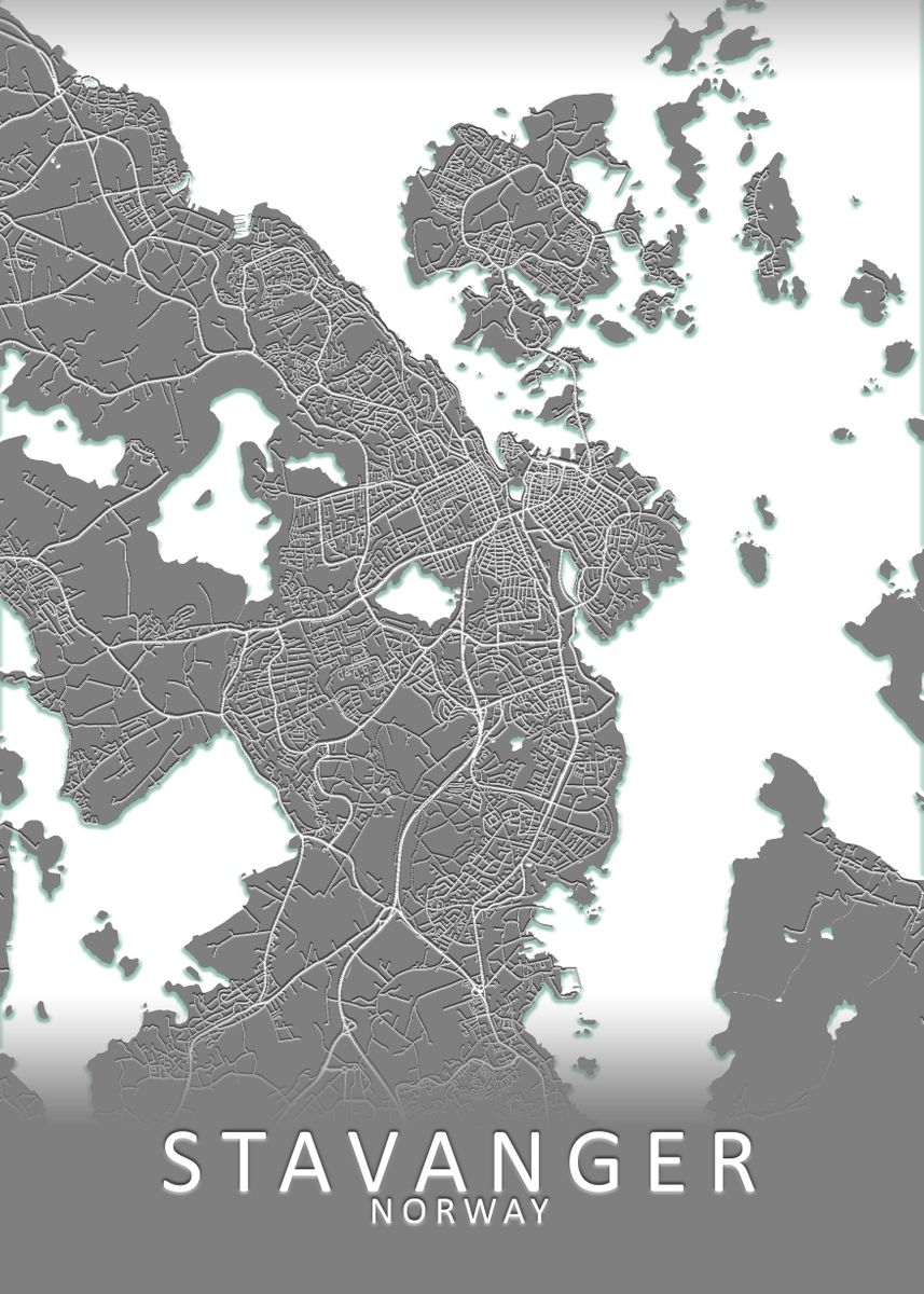 'Stavanger Norway City Map' Poster, picture, metal print, paint by City ...