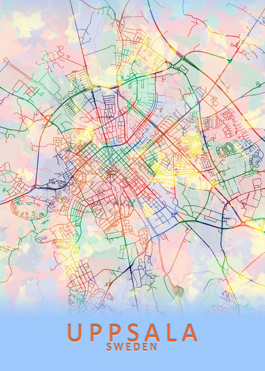 'Uppsala Sweden City Map' Poster, picture, metal print, paint by City ...