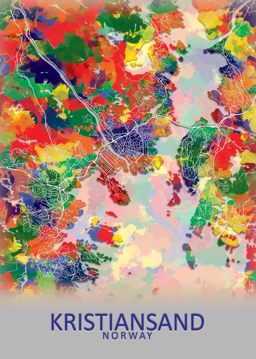 'Kristiansand City Map' Poster, picture, metal print, paint by City Map ...