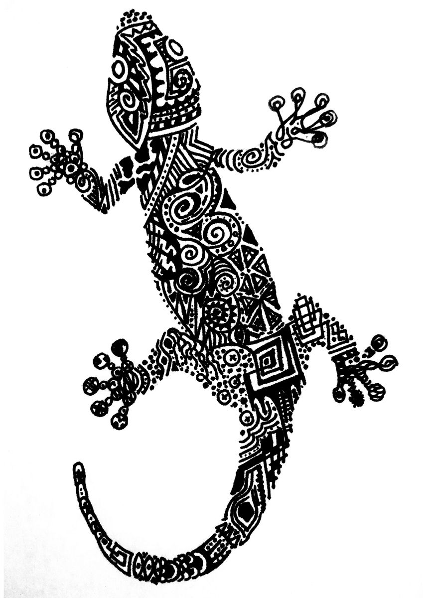 'Abstract Gecko' Poster, picture, metal print, paint by Veronika Kiss ...