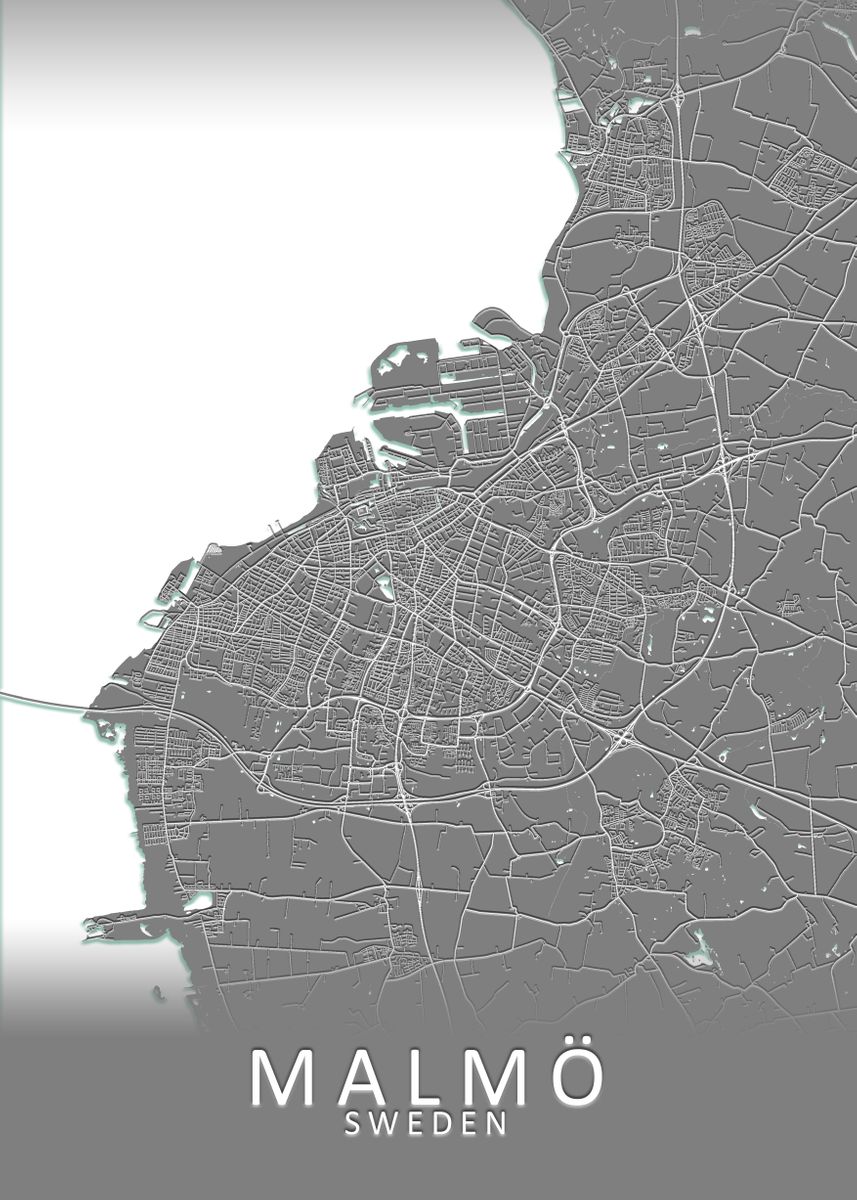 'Malmo Sweden City Map' Poster, picture, metal print, paint by City Map ...