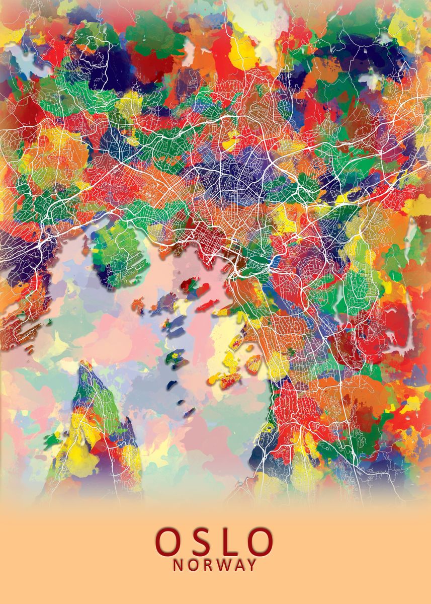 'Oslo Norway City Map' Poster by City Map Art Prints | Displate