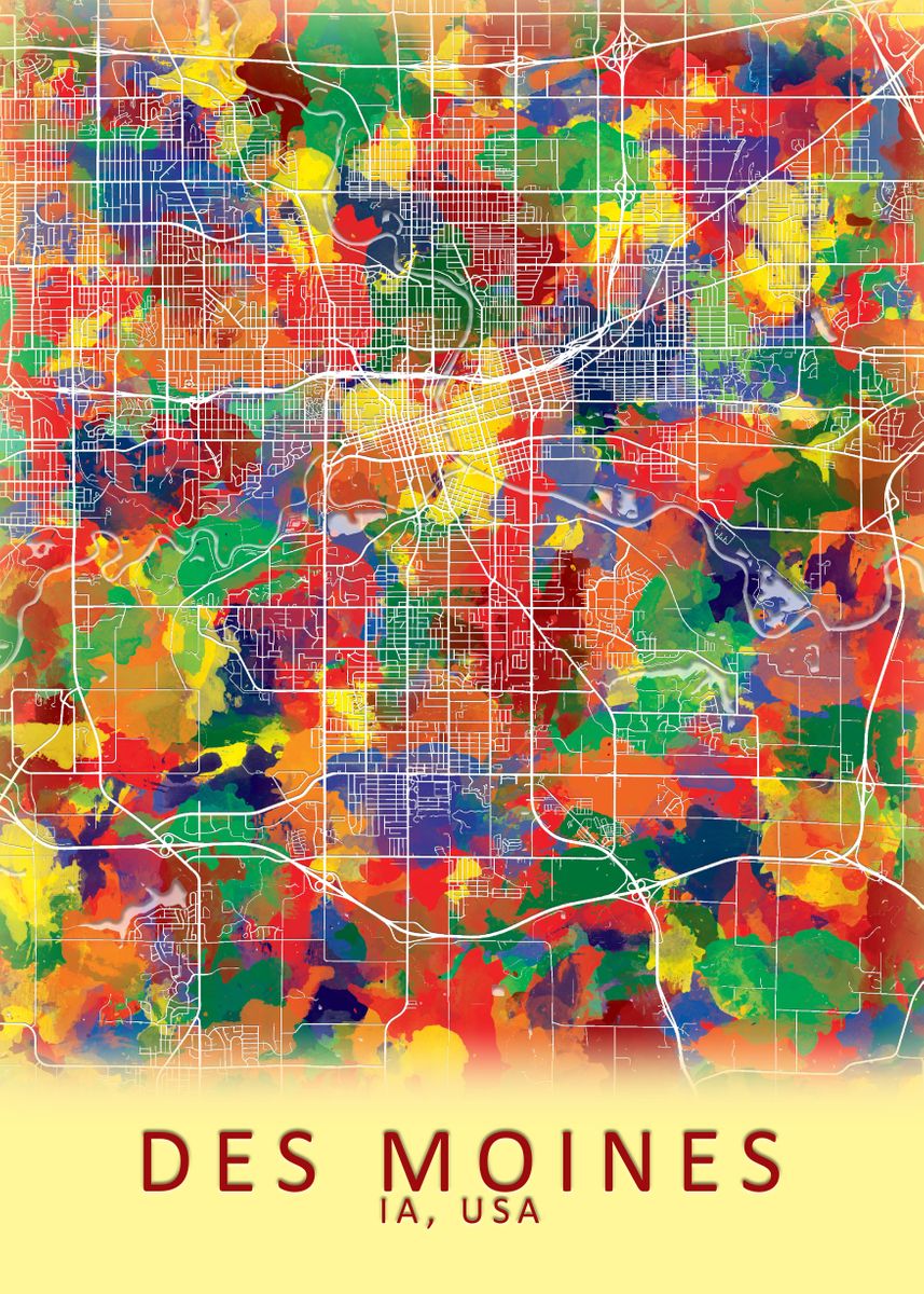 'Des Moines IA USA City Map' Poster by City Map Art Prints | Displate