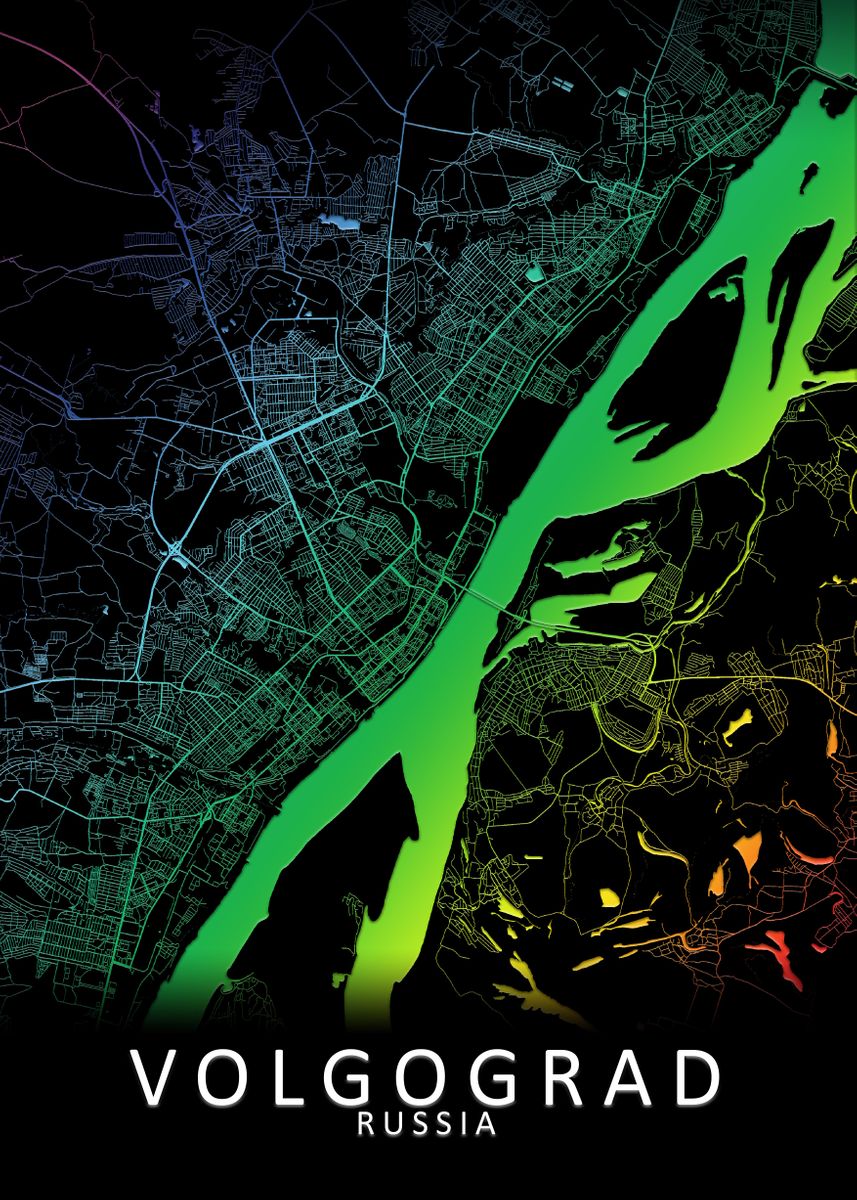 'Volgograd Russia City Map' Poster by City Map Art Prints | Displate