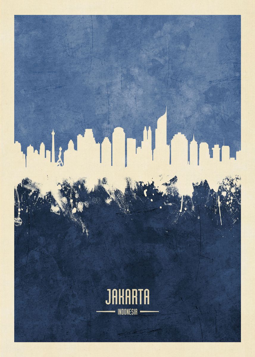 'Jakarta Indonesia Skyline' Poster by Michael Tompsett | Displate