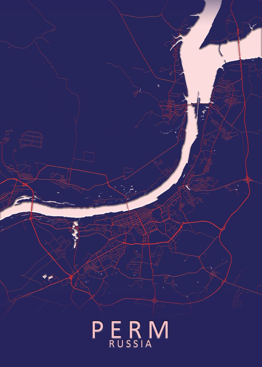 'Perm Russia City Map' Poster by City Map Art Prints | Displate