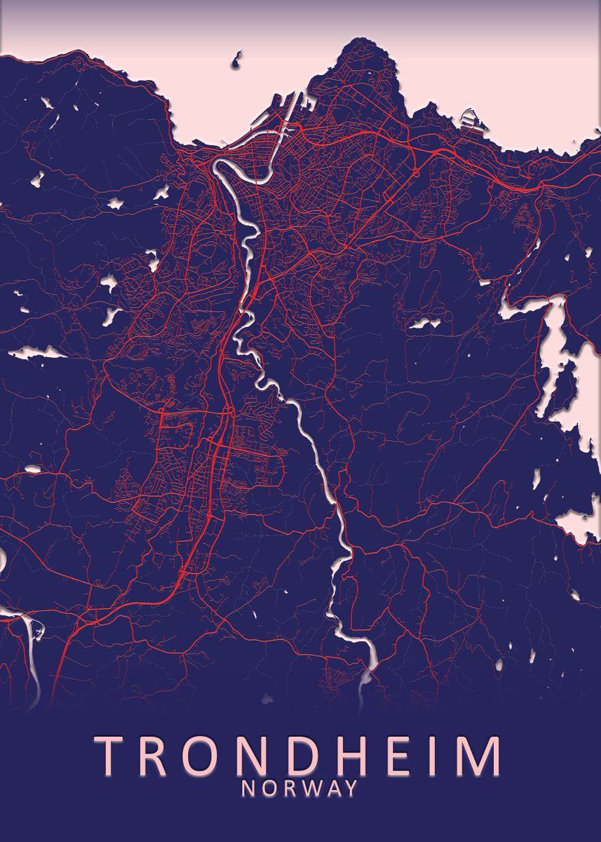 'Trondheim Norway City Map' Poster by City Map Art Prints | Displate