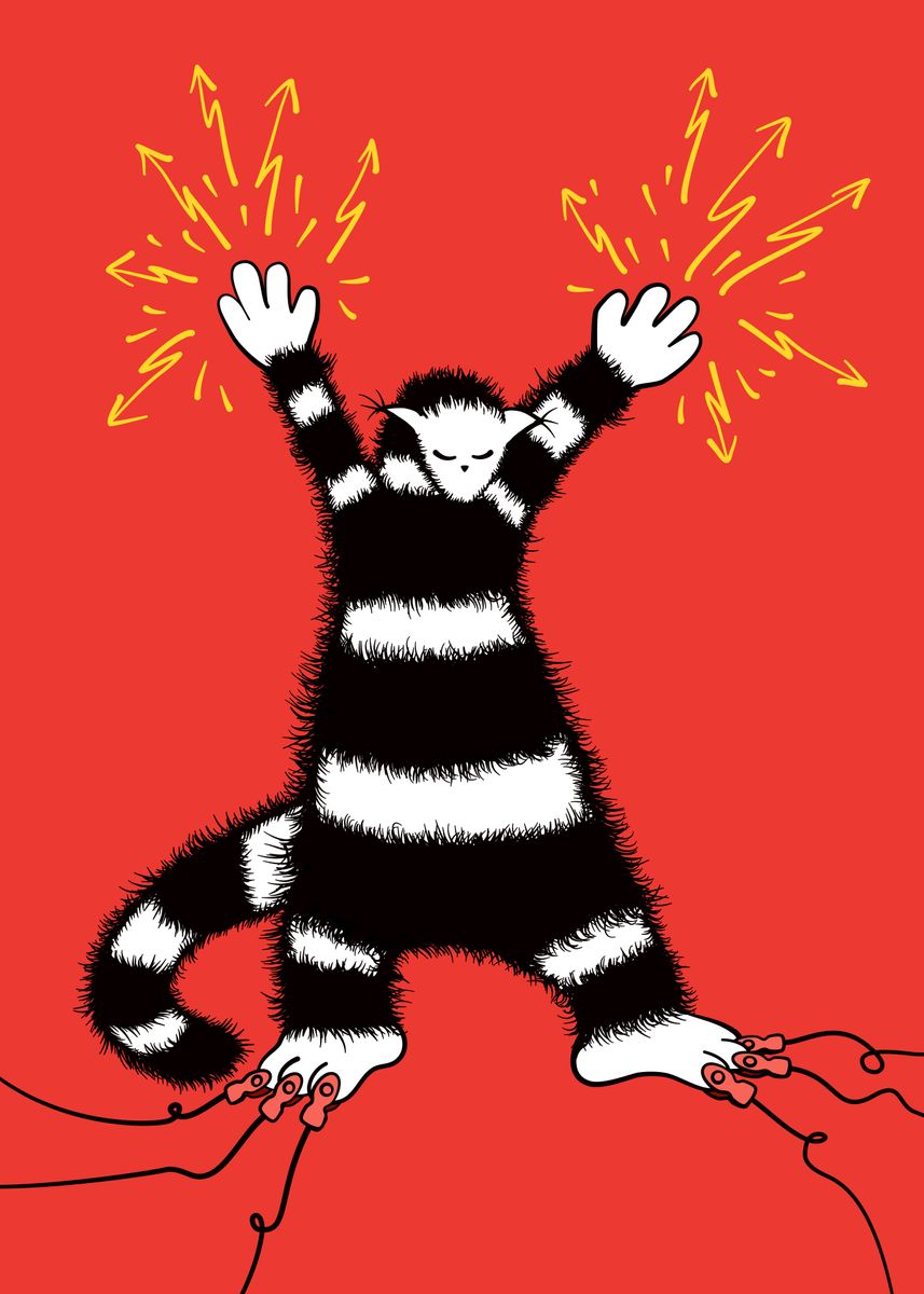 'Cool Weird Electro Cat' Poster by Boriana Petrova | Displate