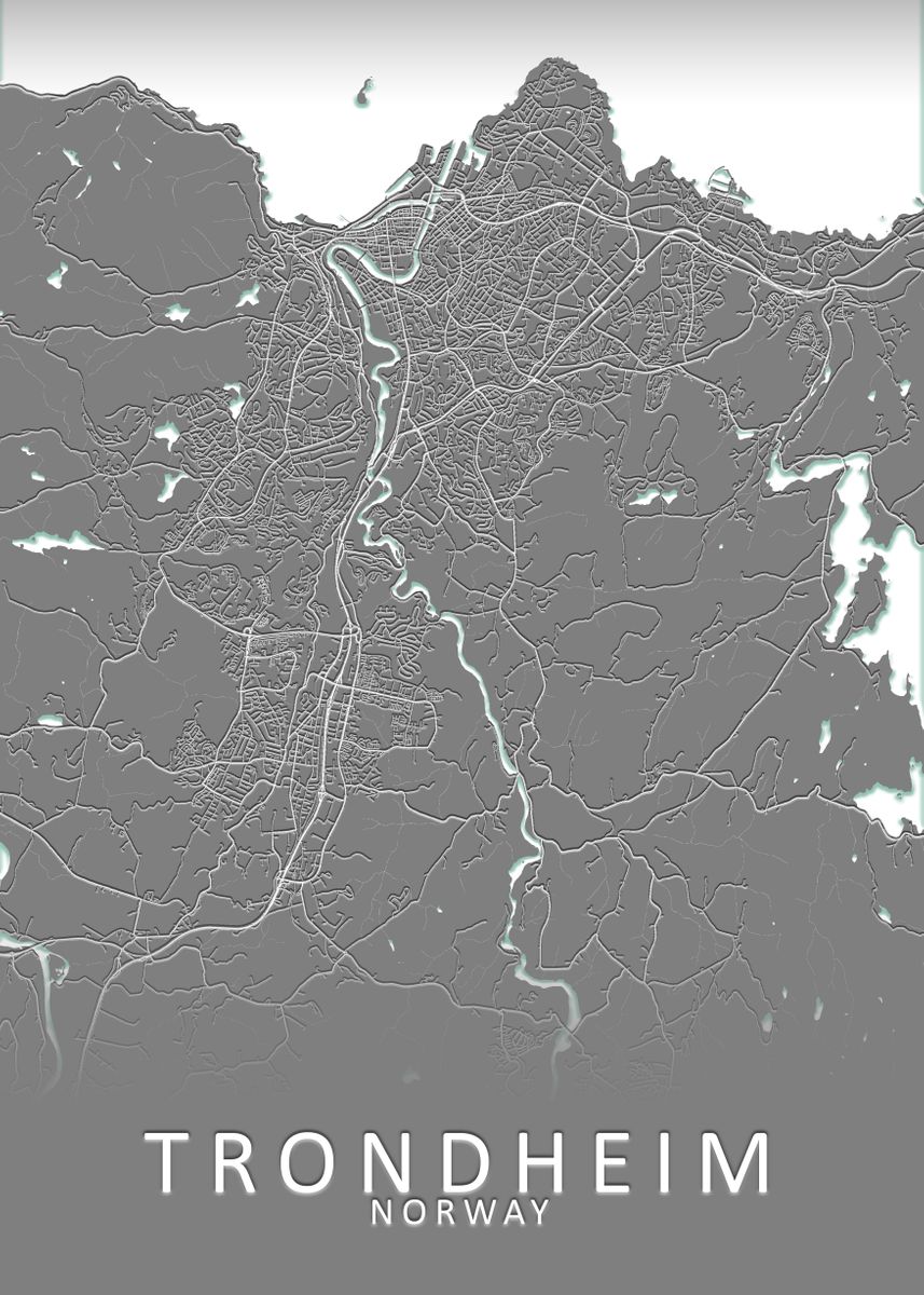'Trondheim Norway City Map' Poster by City Map Art Prints | Displate